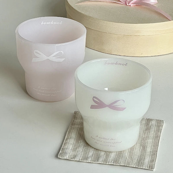 Bow Shaped Milk Whirring Jade Feeling Glass Wine Cup Gift Coffee Break – Ikeehome