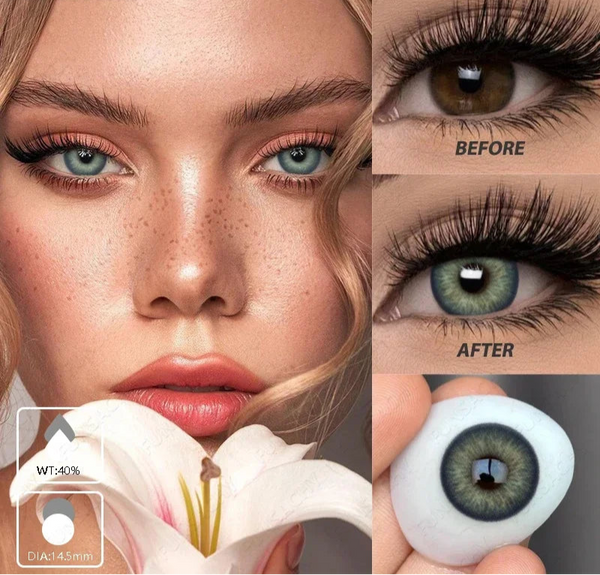 1 Pair Colored Contact Lenses for Eyes Brown Natural Lenses Gray Pupil ...