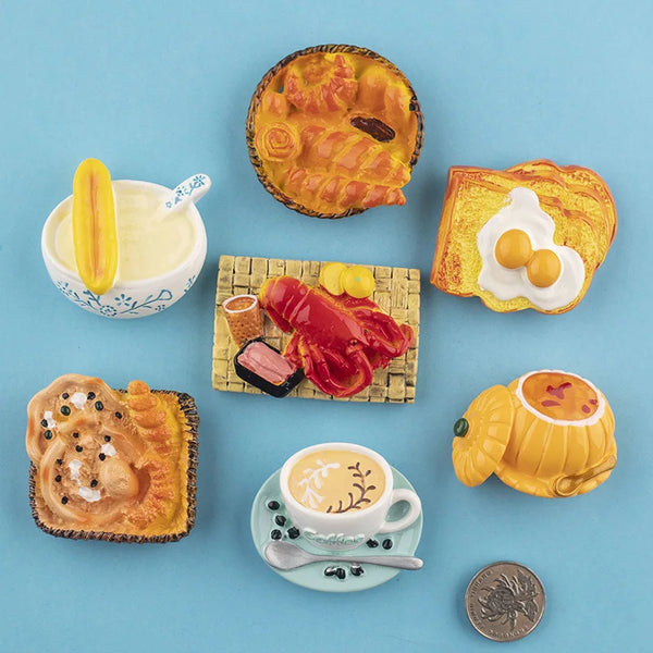 Food Fridge Magnets 3D Burger Coffee Egg Bread Lovely Refrigerator Mag ...