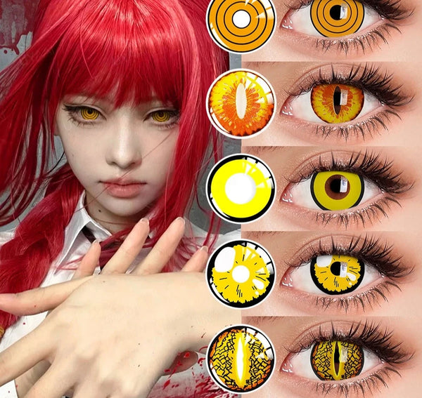 1 Pair Cosplay Contact Lenses for Eyes Colorful Yellow Anime Lenses fo ...