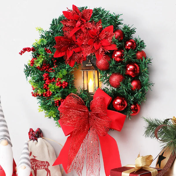 Christmas Wreath for Front Door Red Gold Window Wall Door Decorations ...