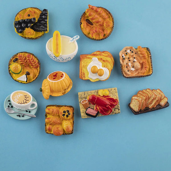 Food Fridge Magnets 3D Burger Coffee Egg Bread Lovely Refrigerator Mag ...