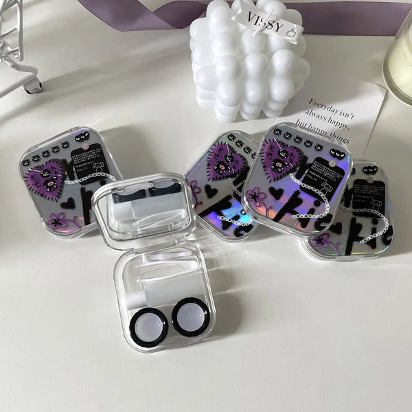 Laser Cover Contact Lens Case Box Colored Lenses Container Beauty Lens ...
