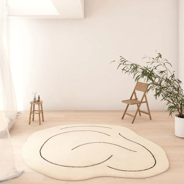 Living Room Carpet Modern Minimalism Irregular Shape Abstract Line Art ...