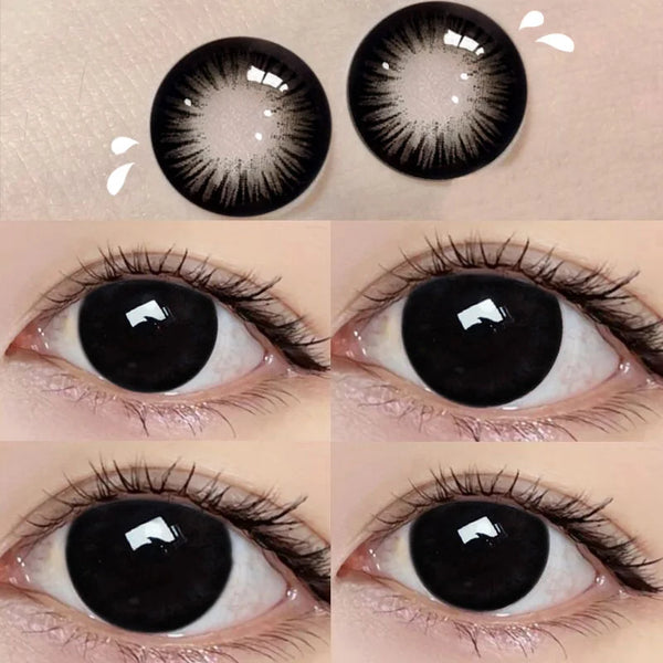 Two Pairs of Large Diameter Black Eye Color Contact Lenses Prescriptio ...