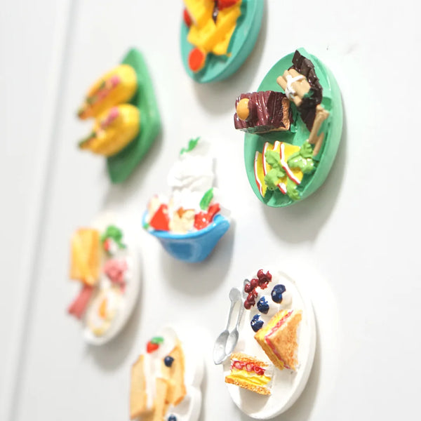 Food Fridge Magnets Refrigerator Stickers Hot Dog Cake Breakfast Desse ...