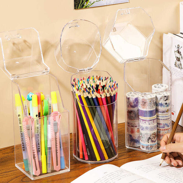 Desktop Organiser Home Office Storage Box Acrylic Transparent Multifun ...