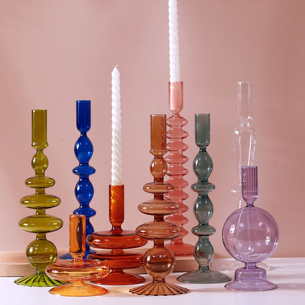 Glass Candle Holders Room Home Decor Living Romantic Candlestick Holde ...