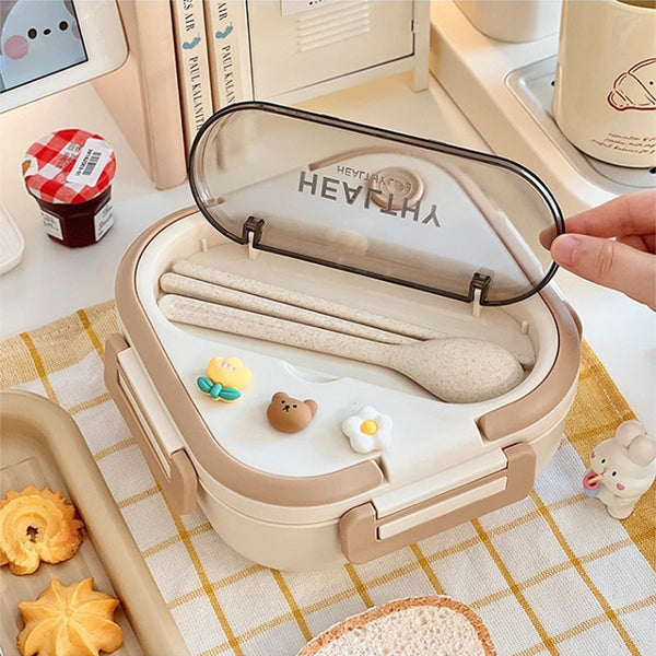 Simple Cute Portable Lunch Box With Compartment For Girls School Kids ...