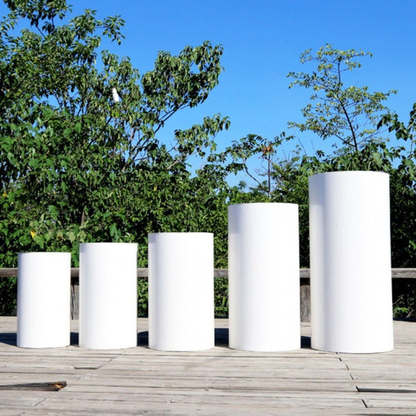 Cylinder Tables For Parties White 5pcs Party Cake Pedestal Round Cylin ...