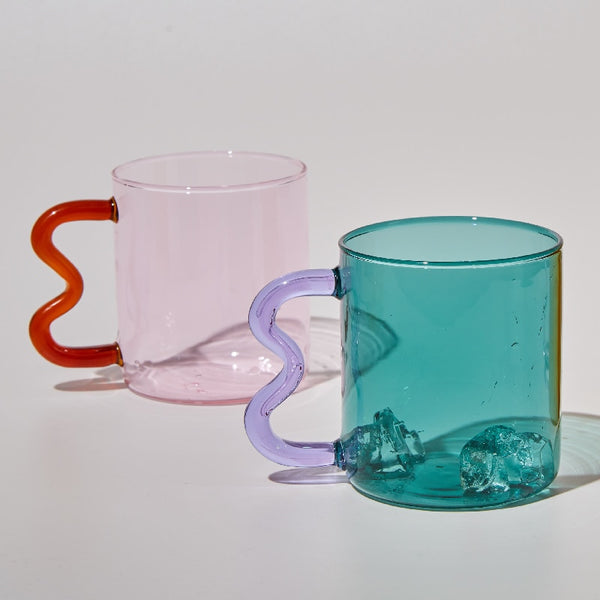Colored Glass Cups Original Design Colorful Waved Ear Glass Mug Handma ...