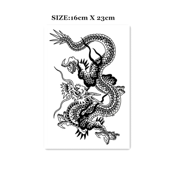 Waterproof Temporary Tattoo Sticker Japanese Style Black White Flame D ...
